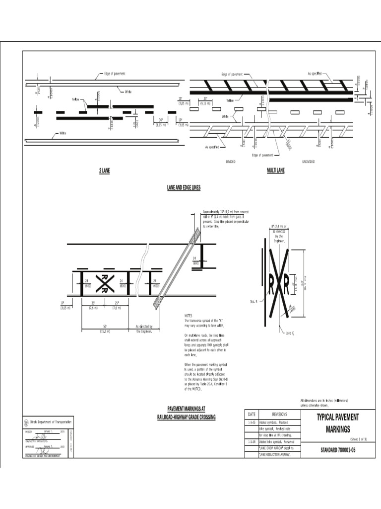 Standard 780001-05 Typical Pavement Markings | PDF