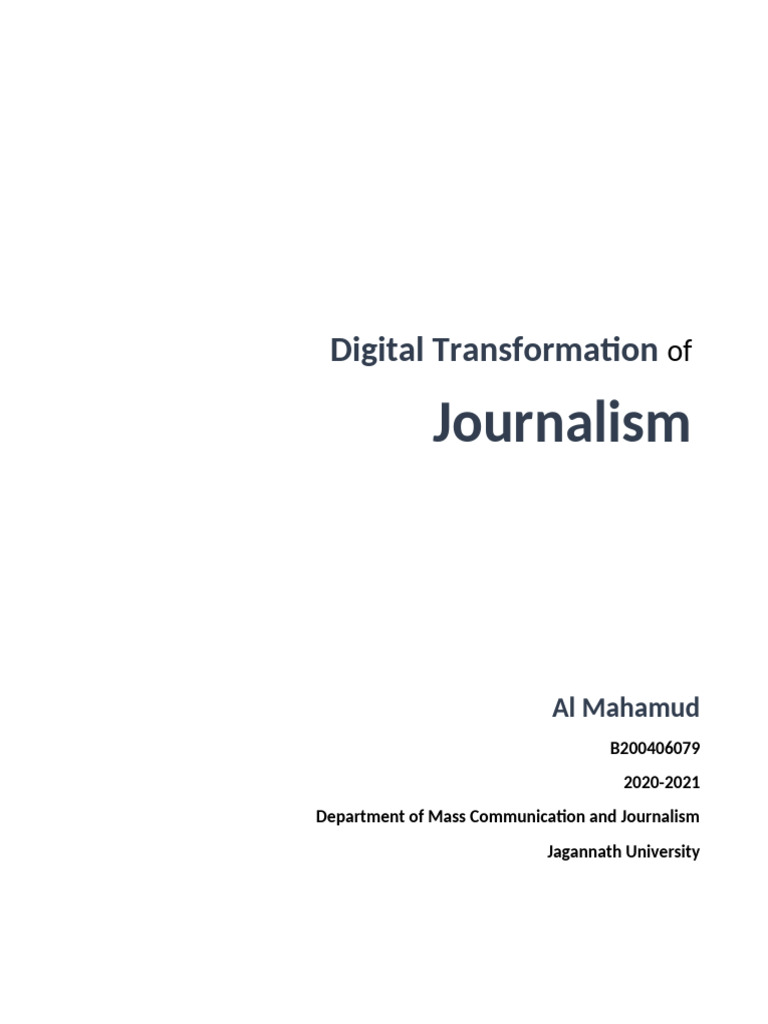 Digital Transformation in Journalism | PDF | Journalism | News