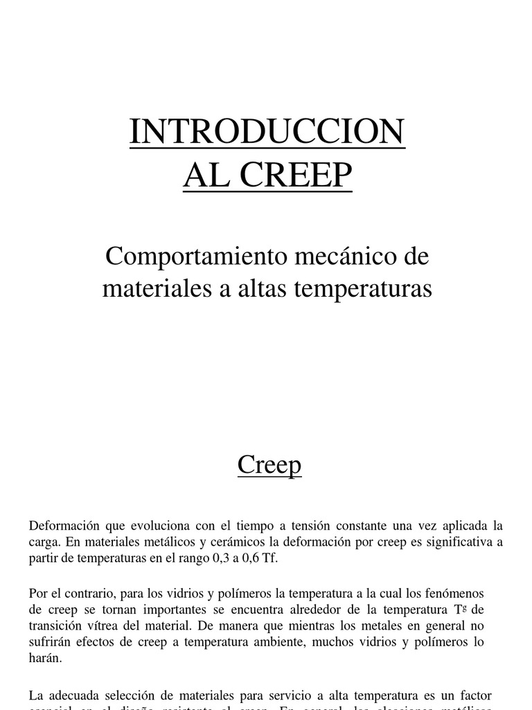 Introducción al Creep en Materiales | PDF | Fluencia (deformación ...