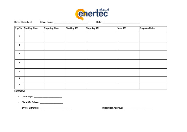 Driver Timesheet | PDF