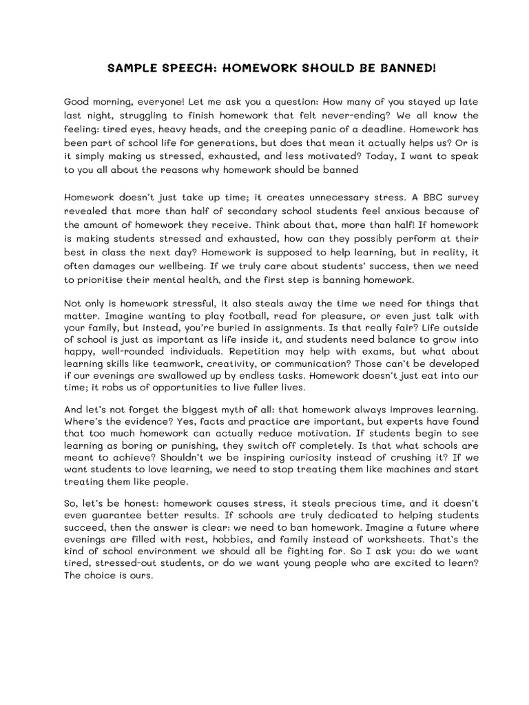 Why Homework Should Be Banned | PDF | Homework | Cognition