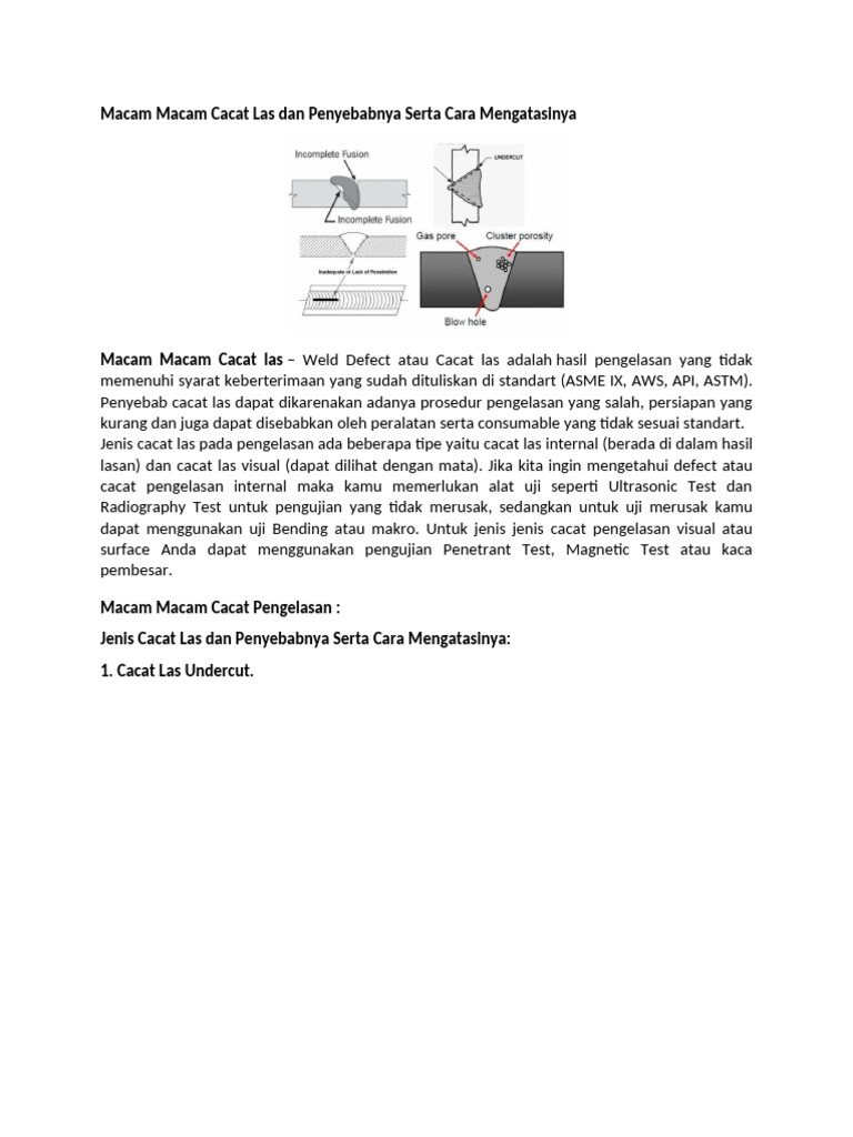 Cacat Las: Jenis dan Solusinya | PDF
