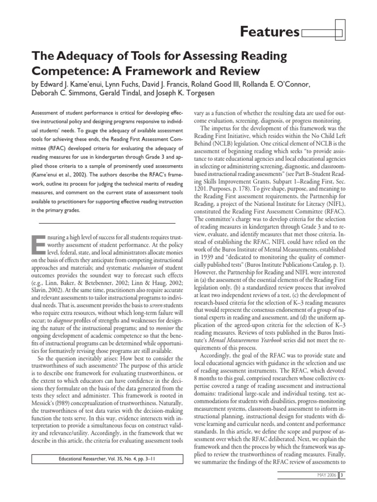 Features: The Adequacy of Tools For Assessing Reading Competence: A ...