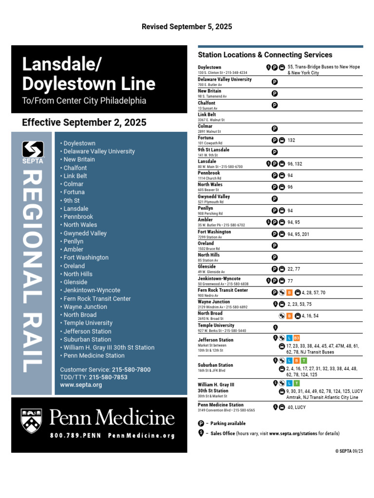 Lansdale-Doylestown Line Schedule | PDF | Septa | Passenger Rail Transport