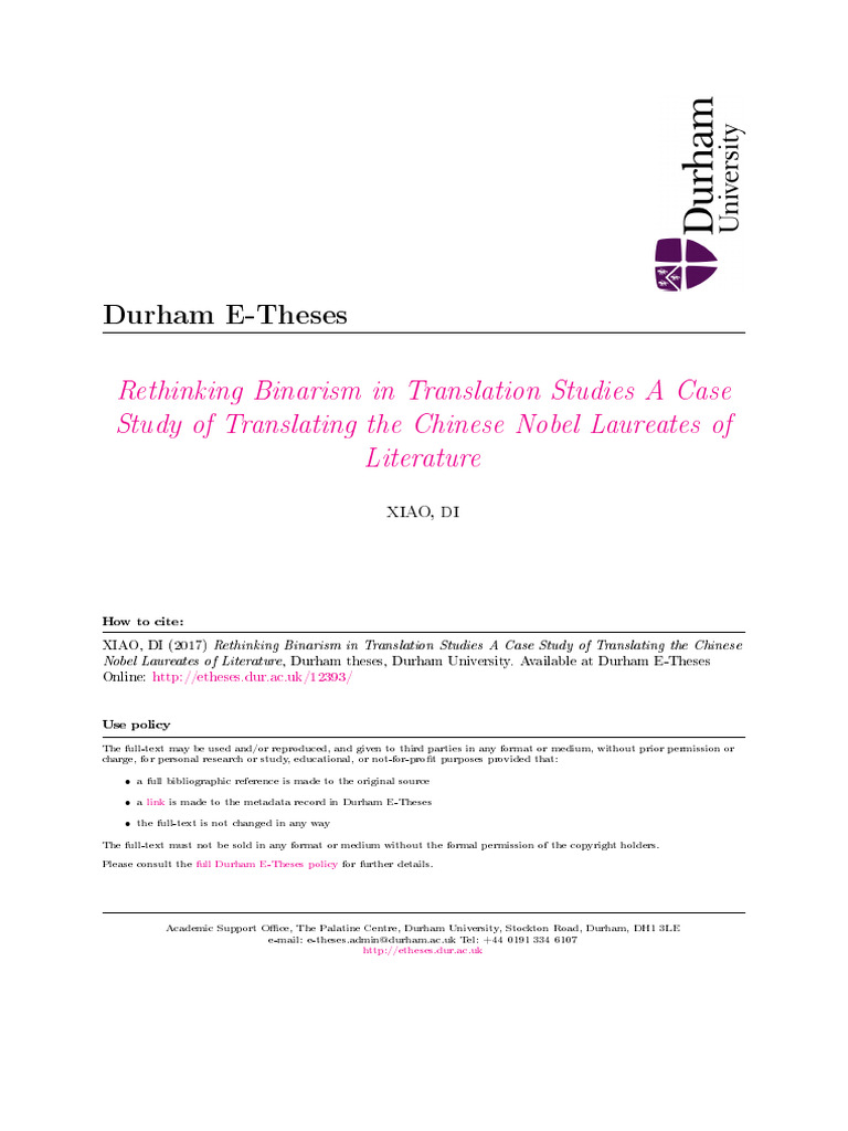 Durham E-Theses | PDF | Sociology | Translations