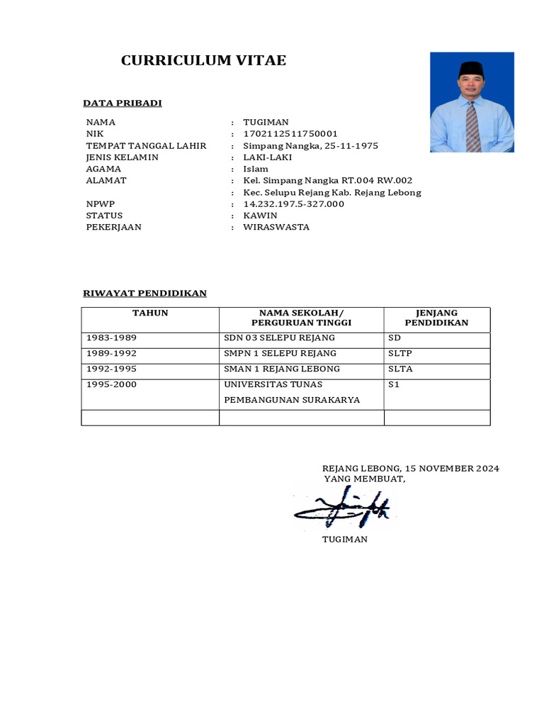 Curriculum Vitae Tugiman 2024 | PDF