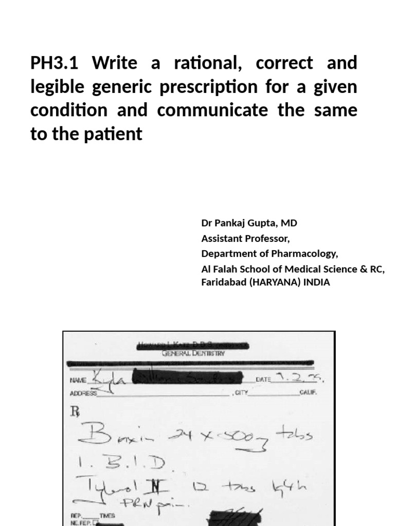PH 3 1 Write A Rational, Correct and Legible Generic Prescription | PDF ...