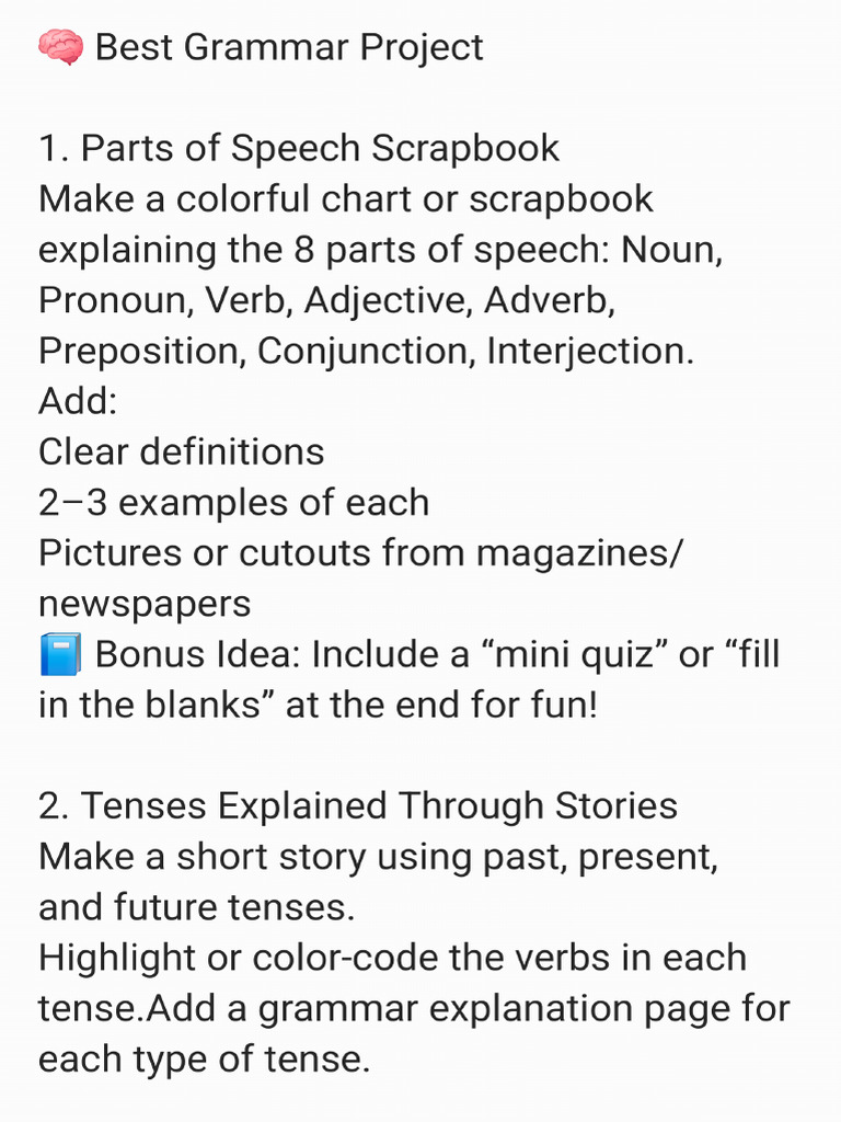 English Grammar Project Topics - 251015 - 084246 | PDF