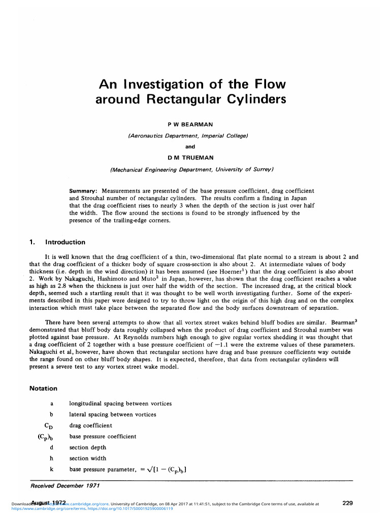 An Investigation of the Flow Around Rectangular Cylinders | PDF ...