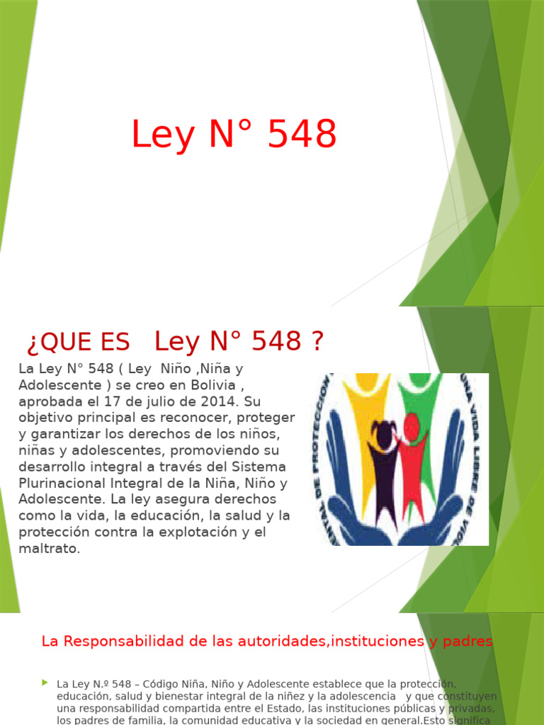 Ley N° 548: Protección Integral de NNA en Bolivia | PDF | Violencia ...