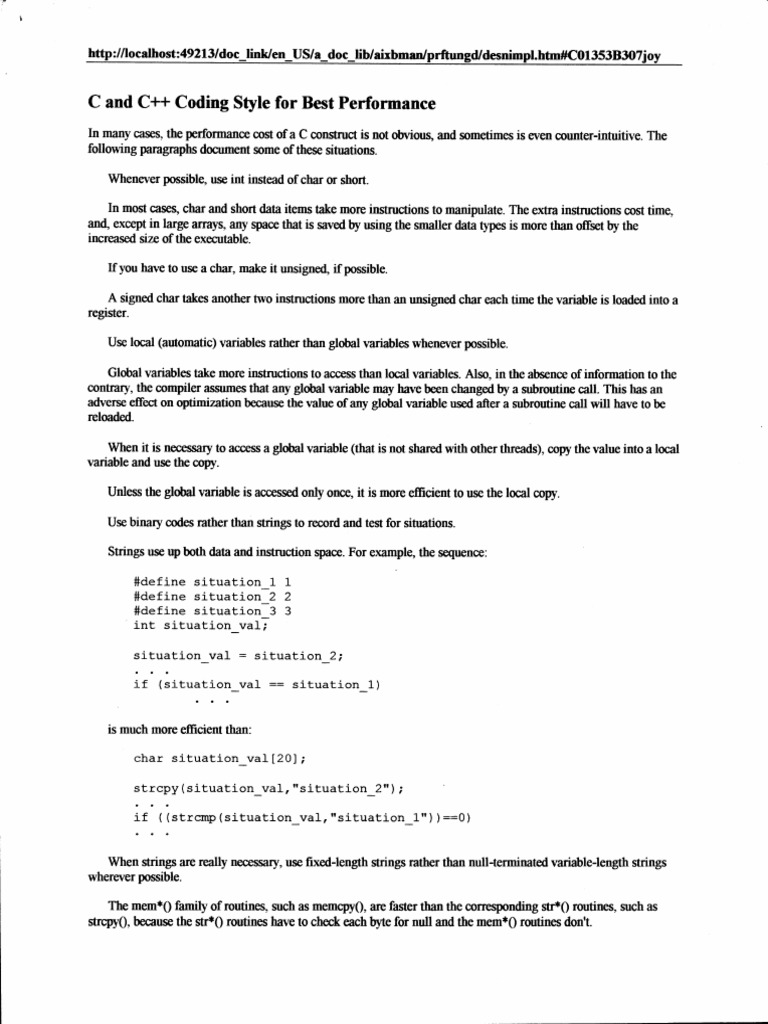 C/C++ Coding Style for Performance | PDF | String (Computer Science ...