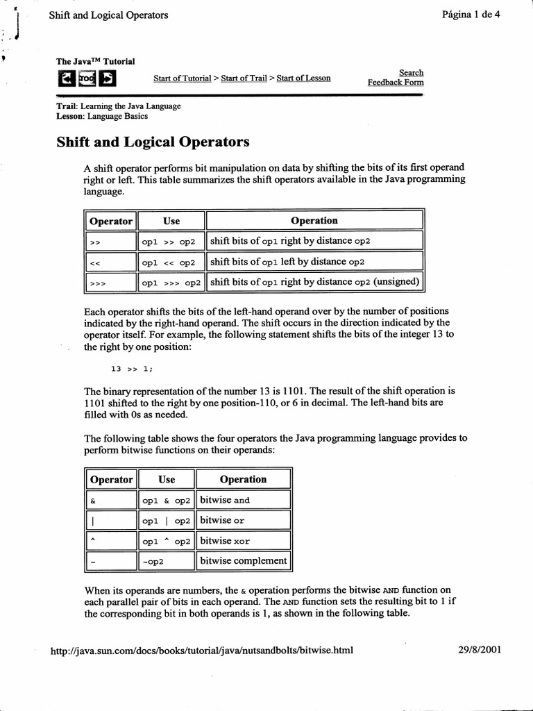 Programming C, C++, Java, Shift and Logical Operators | PDF | Computing ...