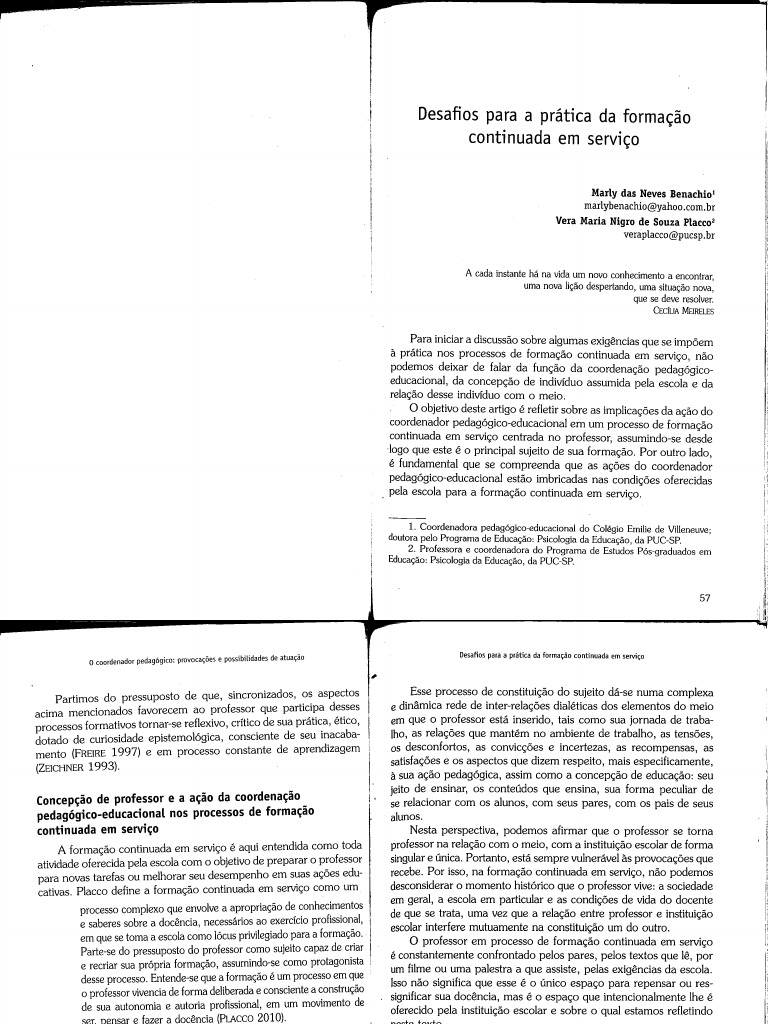 3 Desafios para A Prática de Formação Continuada em Serviço | PDF