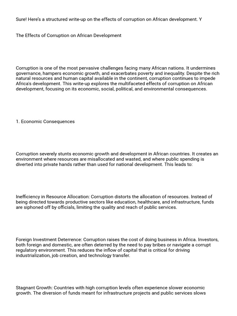 Corruption's Impact on African Development | PDF | Corruption ...