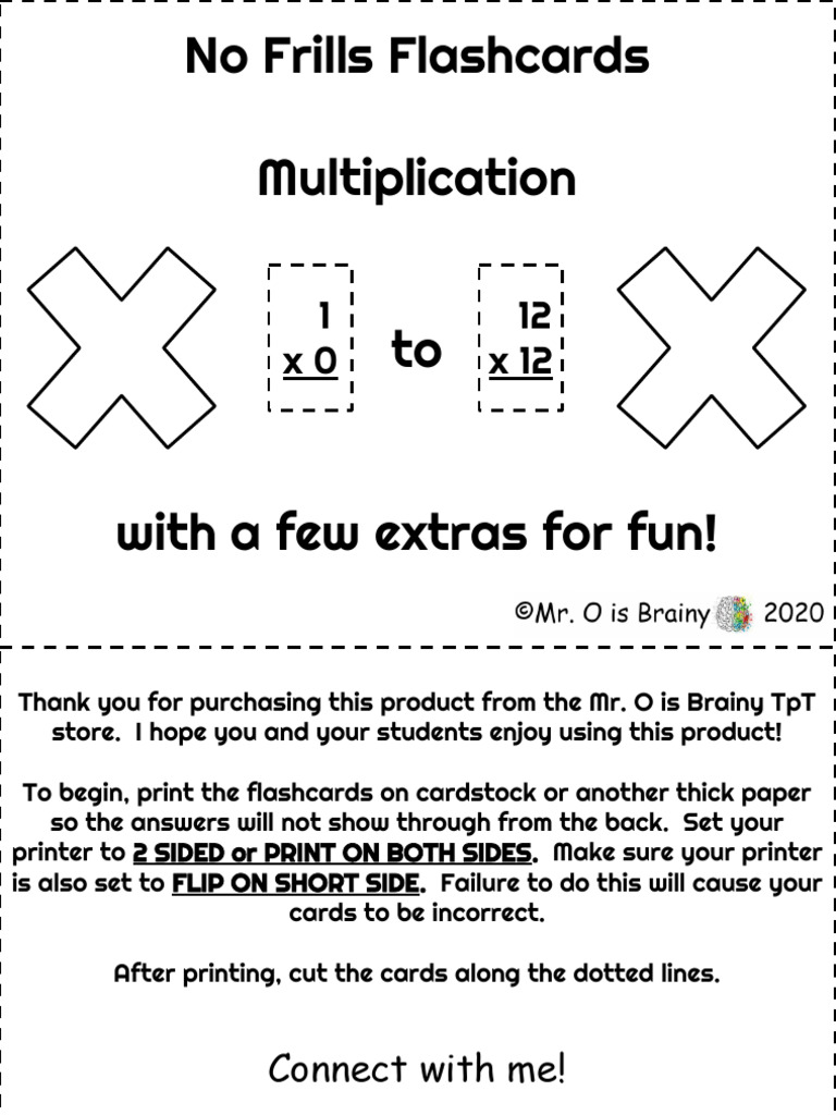 Multiplication Flashcards for Kids | PDF | Office Equipment | Printing