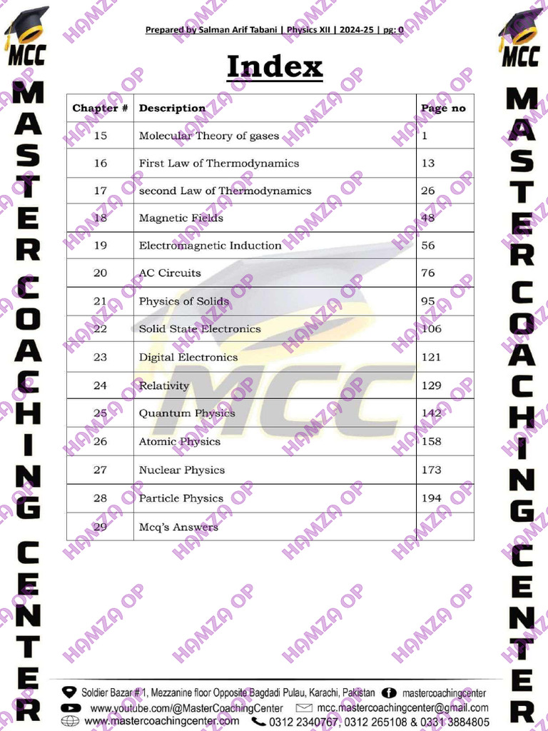 Xii - Physics Notes by MCC - Hamza Op | PDF