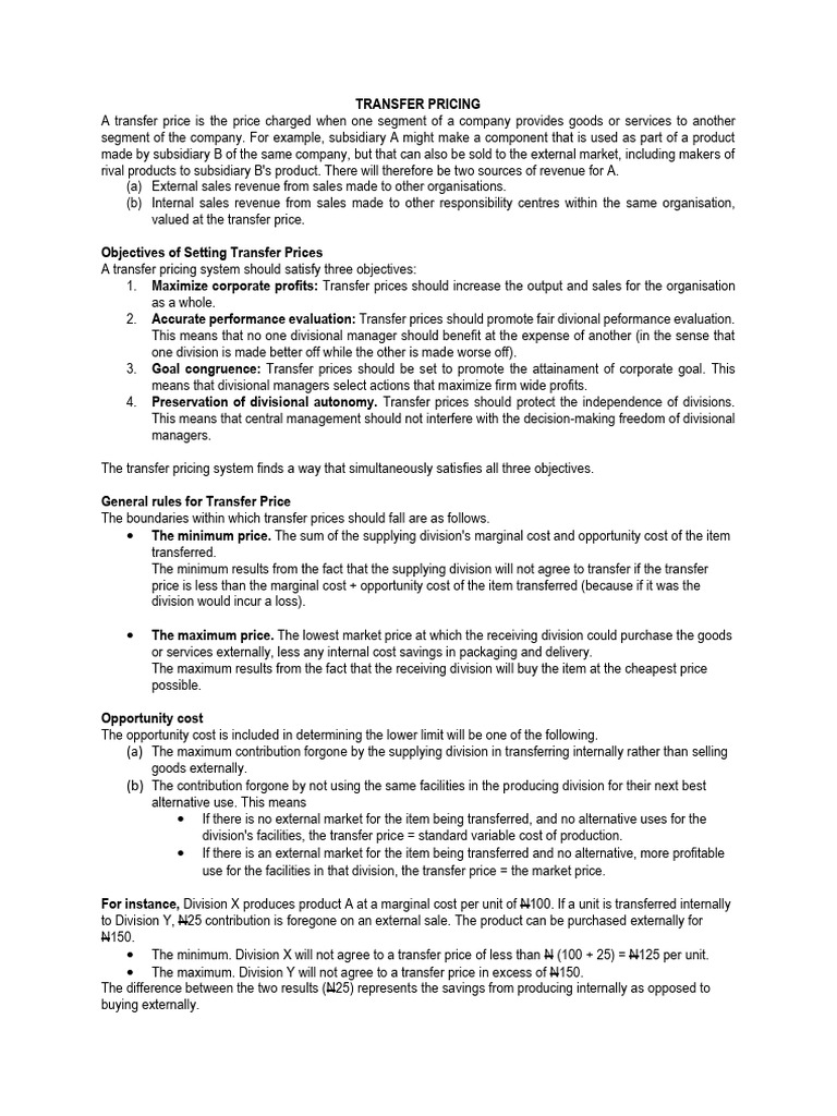 Transfer Pricing - 092356 | PDF | Cost | Profit (Economics)