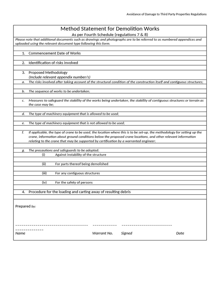 Demolition Works Method Statement | PDF