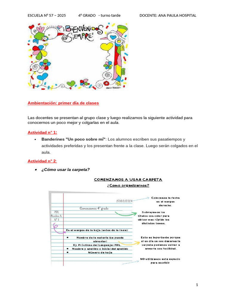 Diagnostico 4º grado - LENGUA- ambientación | PDF | Color