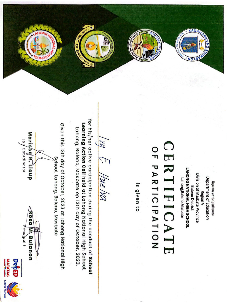 Slac Certificates | PDF