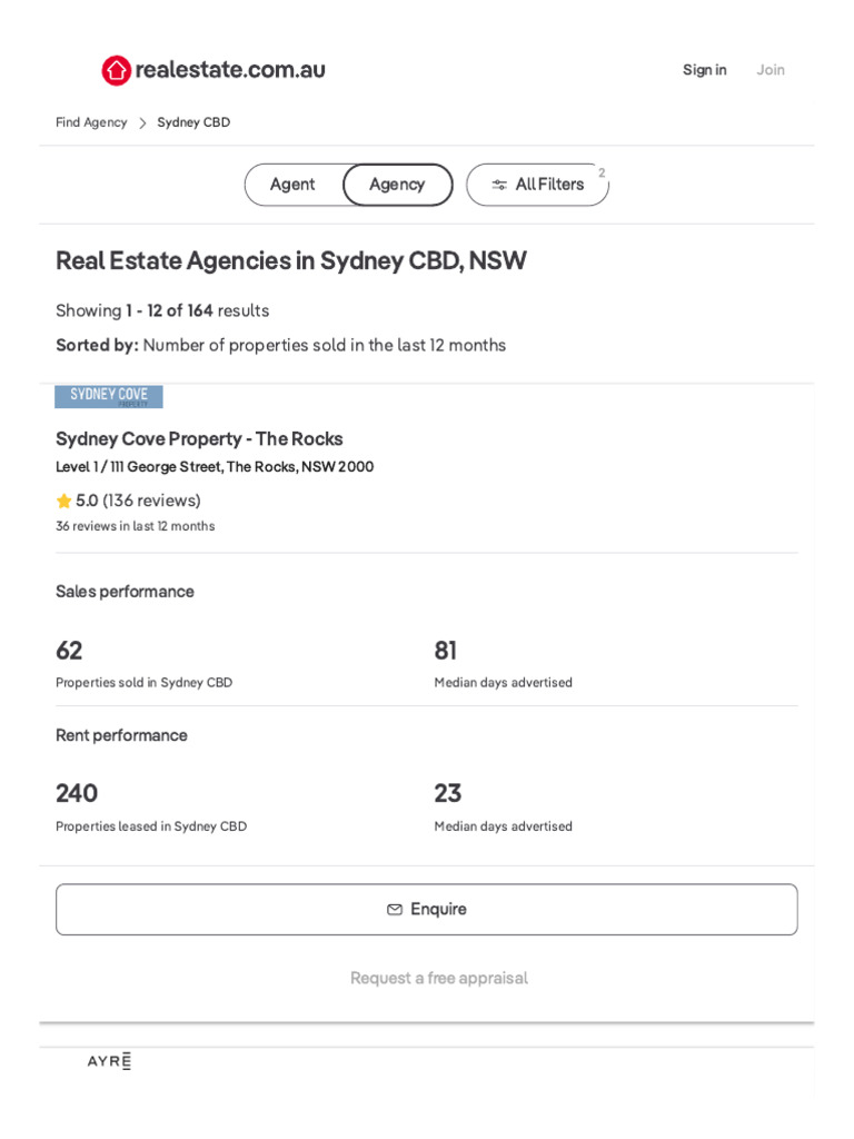 Sydney Real Estate Agency Listings | PDF | Sydney | Real Estate