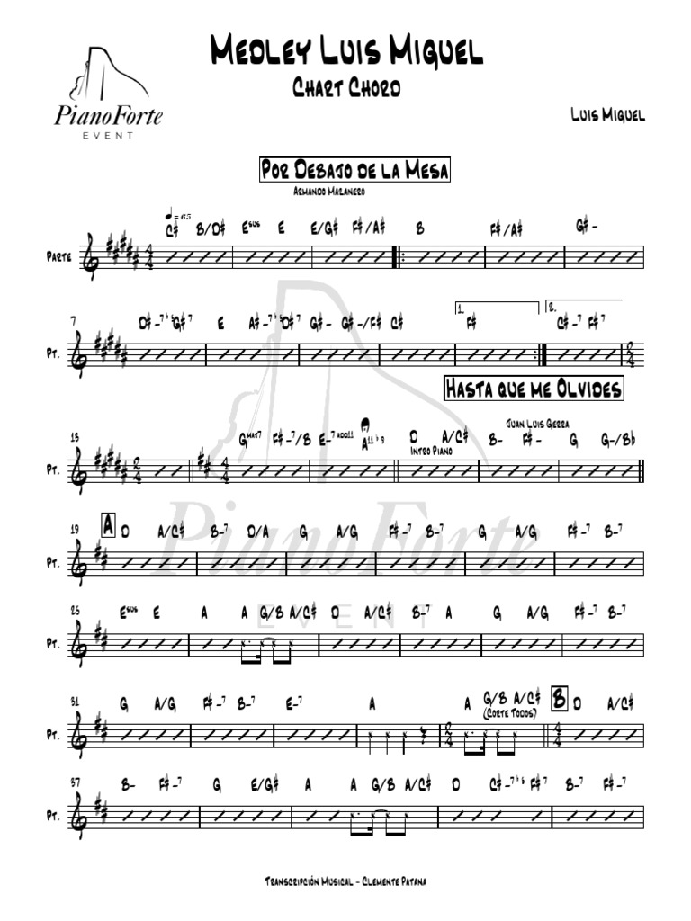Medley Luis Miguel Ballad Chart Chord | PDF