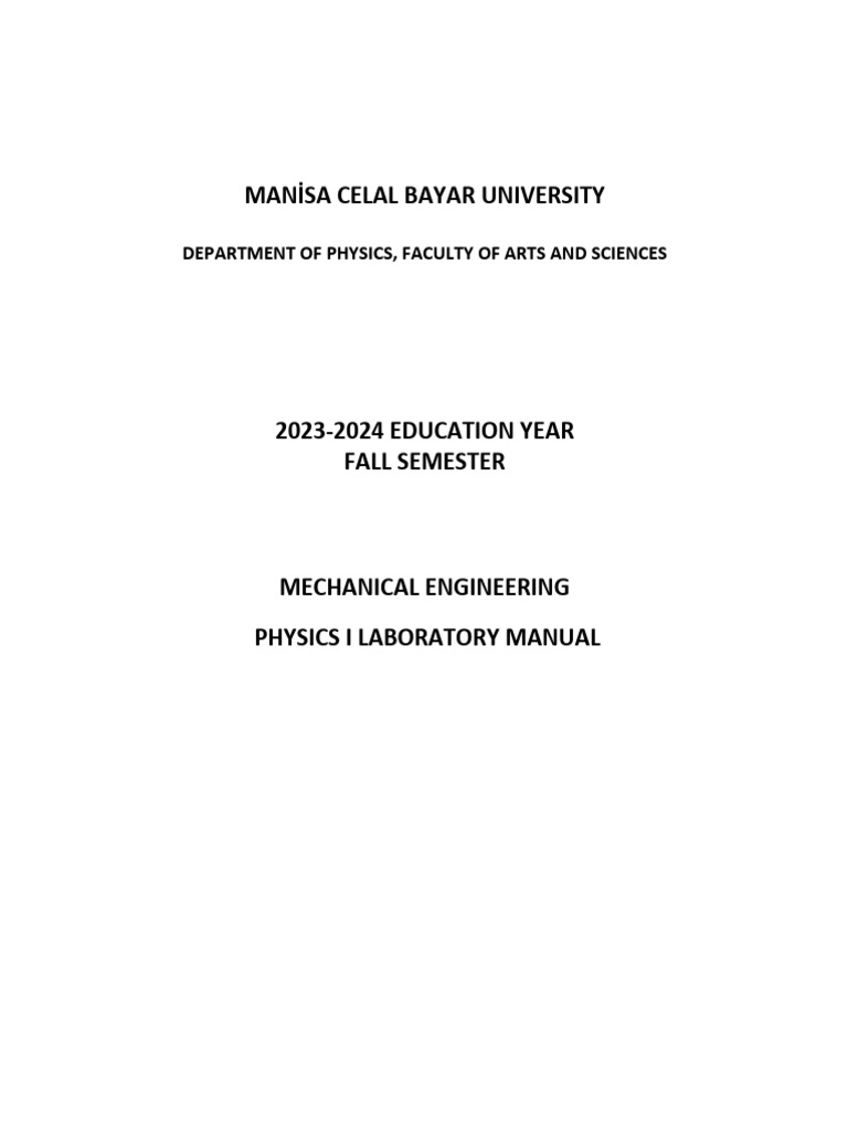 Physics I Laboratory Manual 2023-24 | PDF | Momentum | Collision