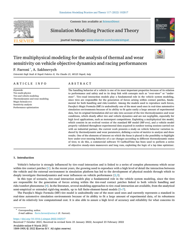 Tire Multiphysical Modeling For Theanalysis of Thermalandwear | PDF ...