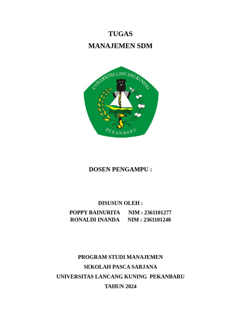 Tugas Kelompok Manajemen SDM - Poppy Bainurita - Ronaldi | PDF