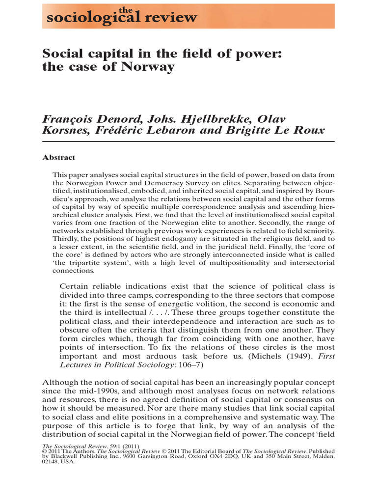Social Capital in Norway's Power Structure | PDF | Social Capital ...