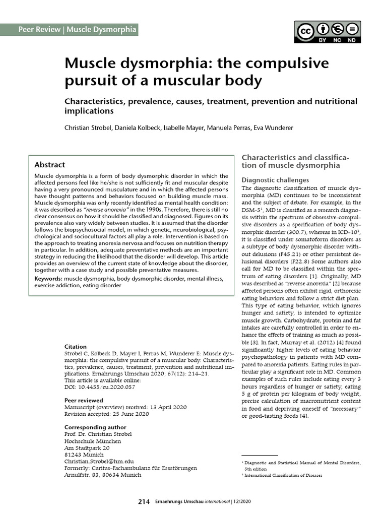 Muscle Dysmorphia - The Compulsive Pursuit of A Muscular Body | PDF ...