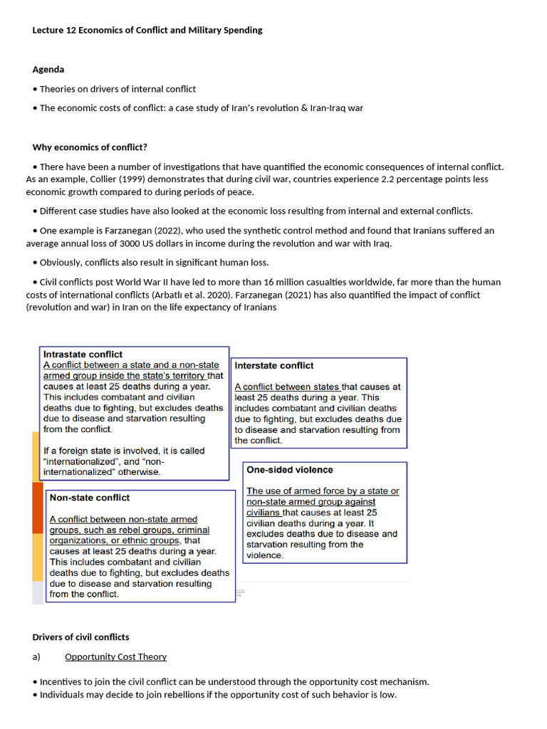 Economics of Conflict: Iran Case Study | PDF | Civil War | Poverty