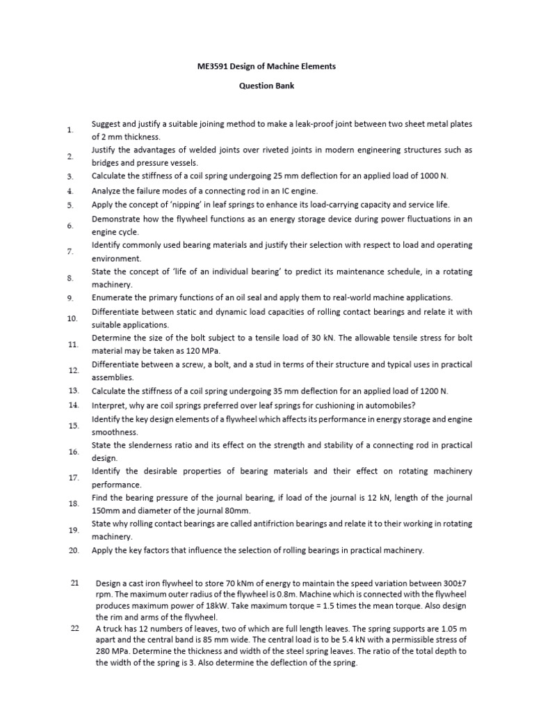 DME QB - IA2 | PDF | Bearing (Mechanical) | Mechanical Engineering