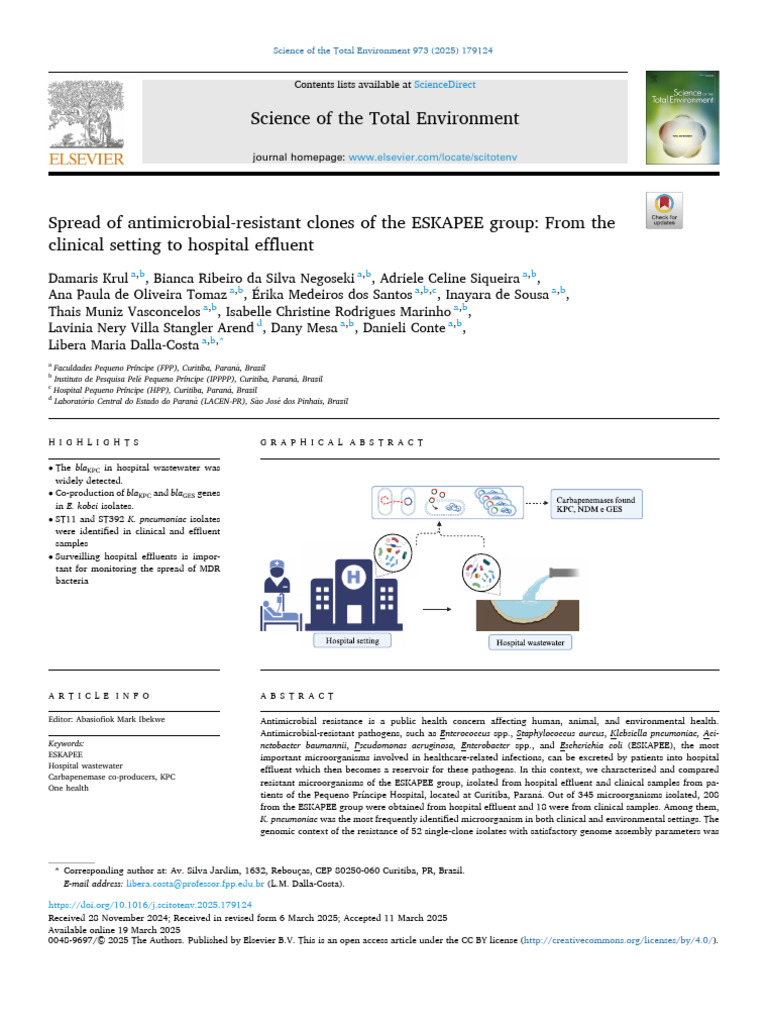 Spread of Antimicrobial Resistant Clones of The ESKAPEE 2025 Science of ...