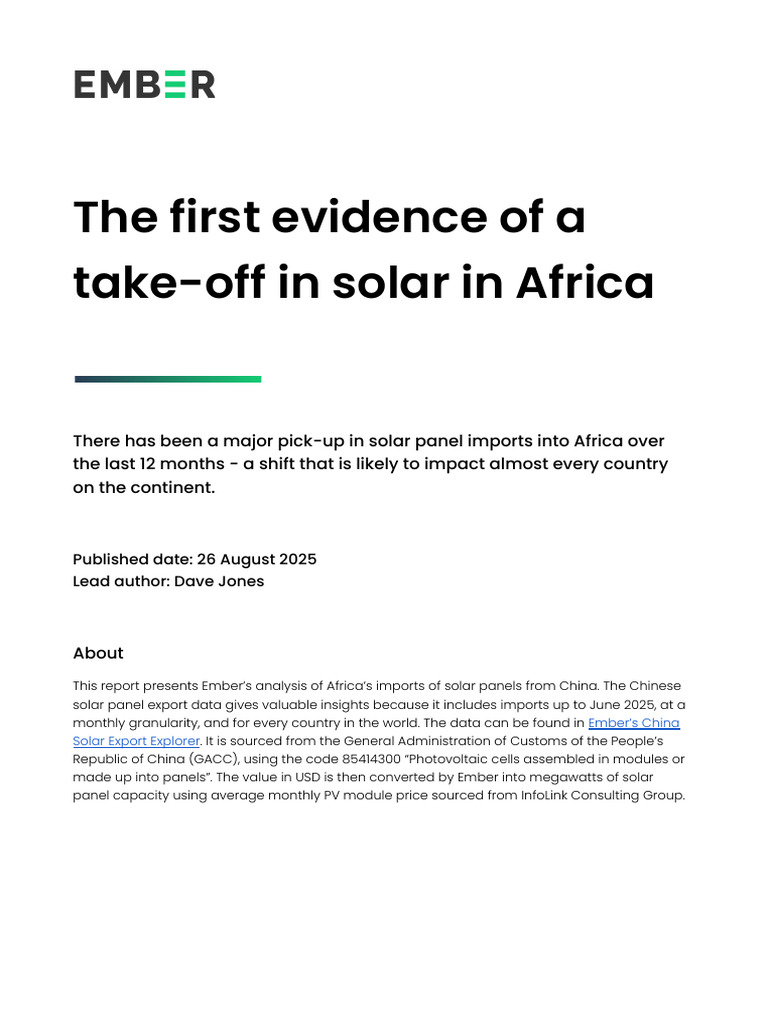Report Ember The First Evidence of A Take Off in Solar in Africa | PDF ...