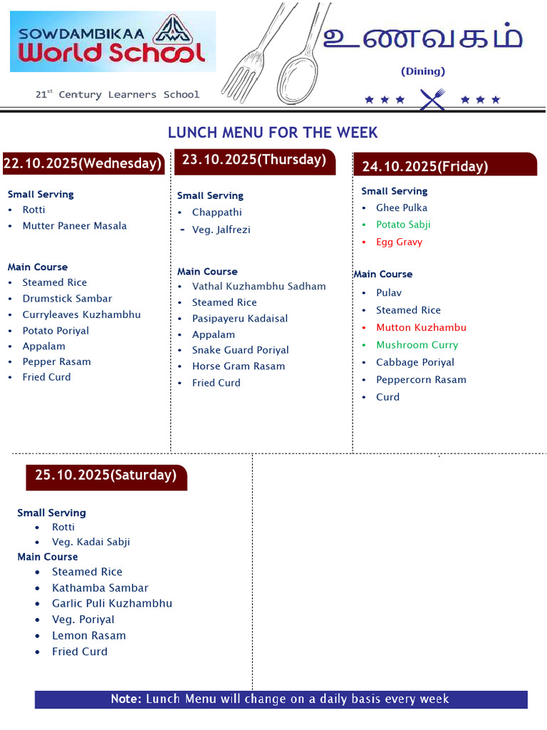Weekly SWS Lunch Menu | PDF