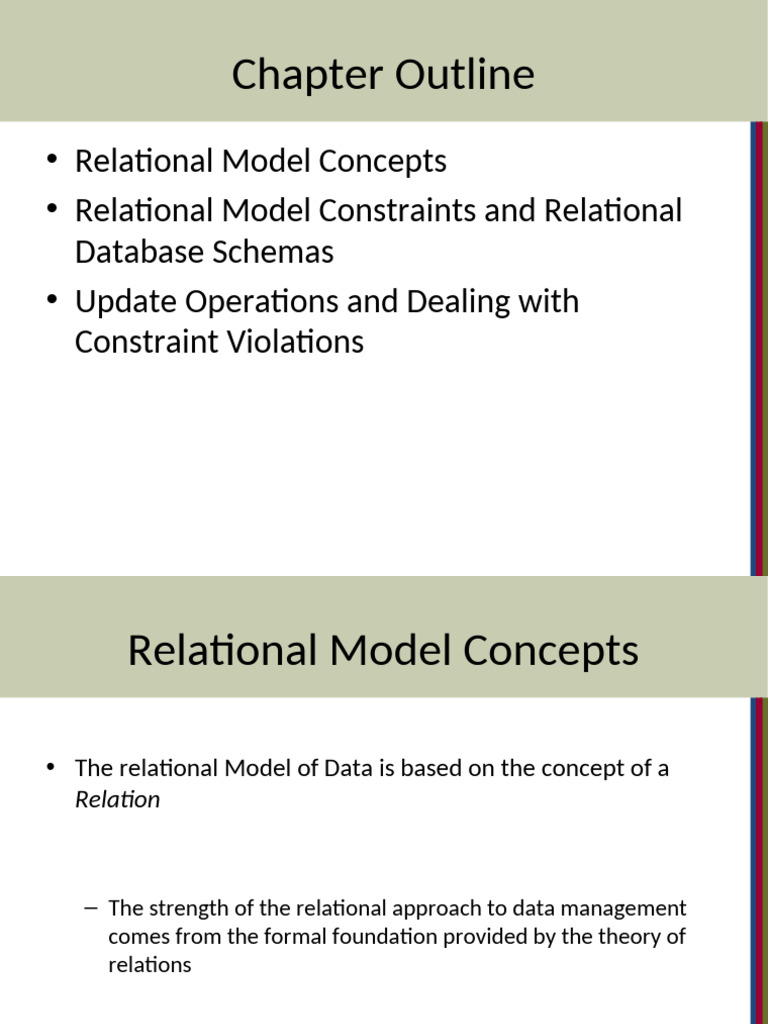 The Relational Data Model and Relational Database Constraints | PDF | Relational Model ...