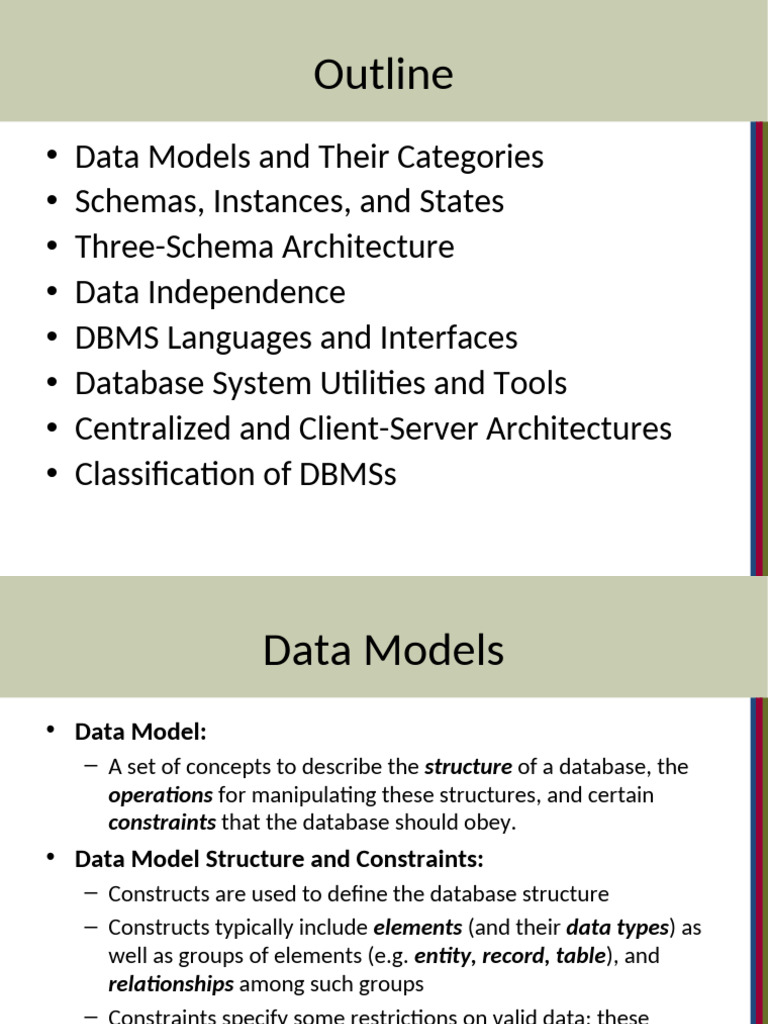 Class - 2-Database System Concepts and Architecture | PDF | Databases | Data Model
