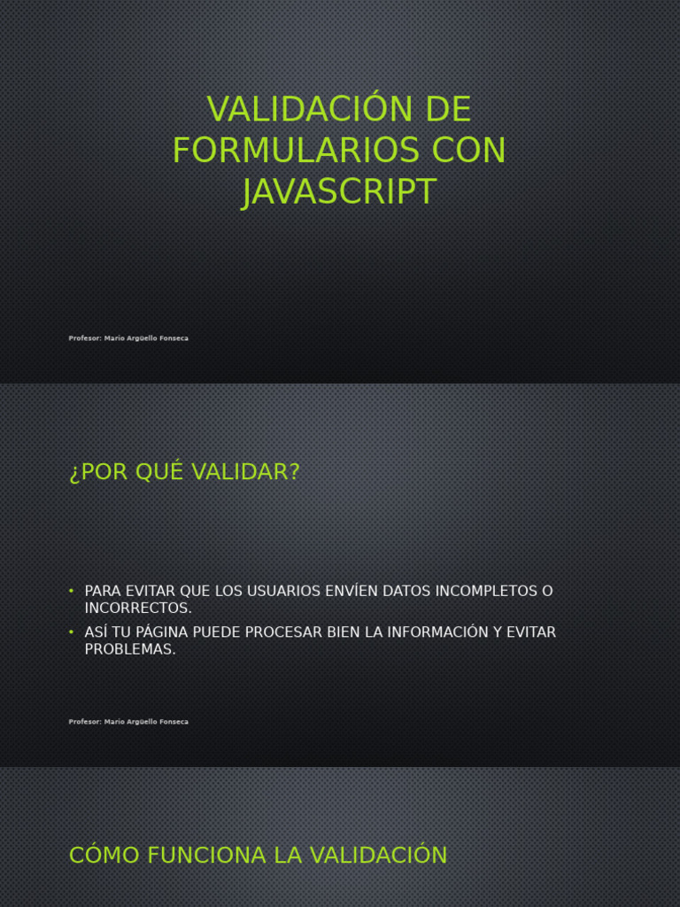Validación de Formularios en JavaScript | PDF | Script Java ...