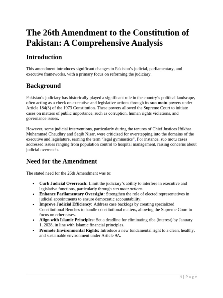 The 26th Amendment To The Constitution of Pakistan | PDF | Government ...