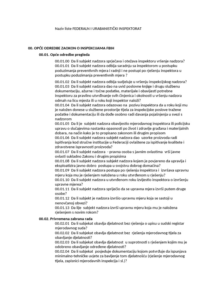 Federalna Urbanistička Inspekcija | PDF