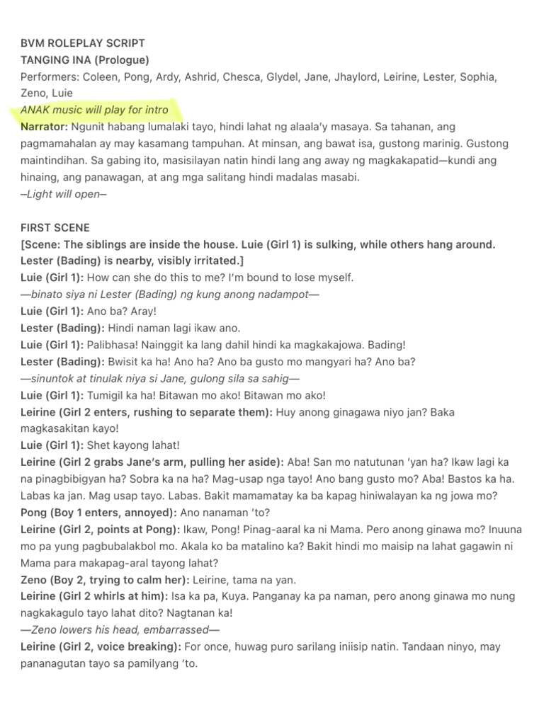 BVM Roleplay Script 2 | PDF