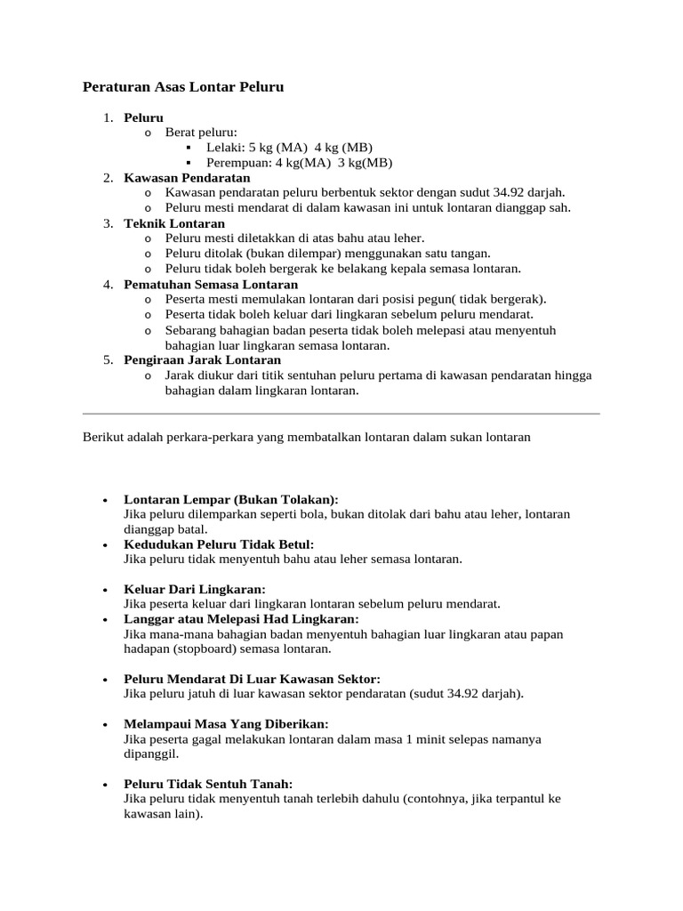 Peraturan Asas Lontar Peluru | PDF