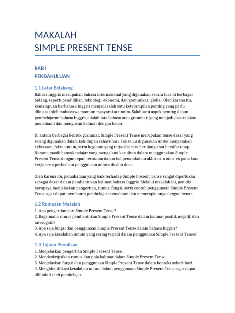 Makalah Simple Present Tense-1 | PDF