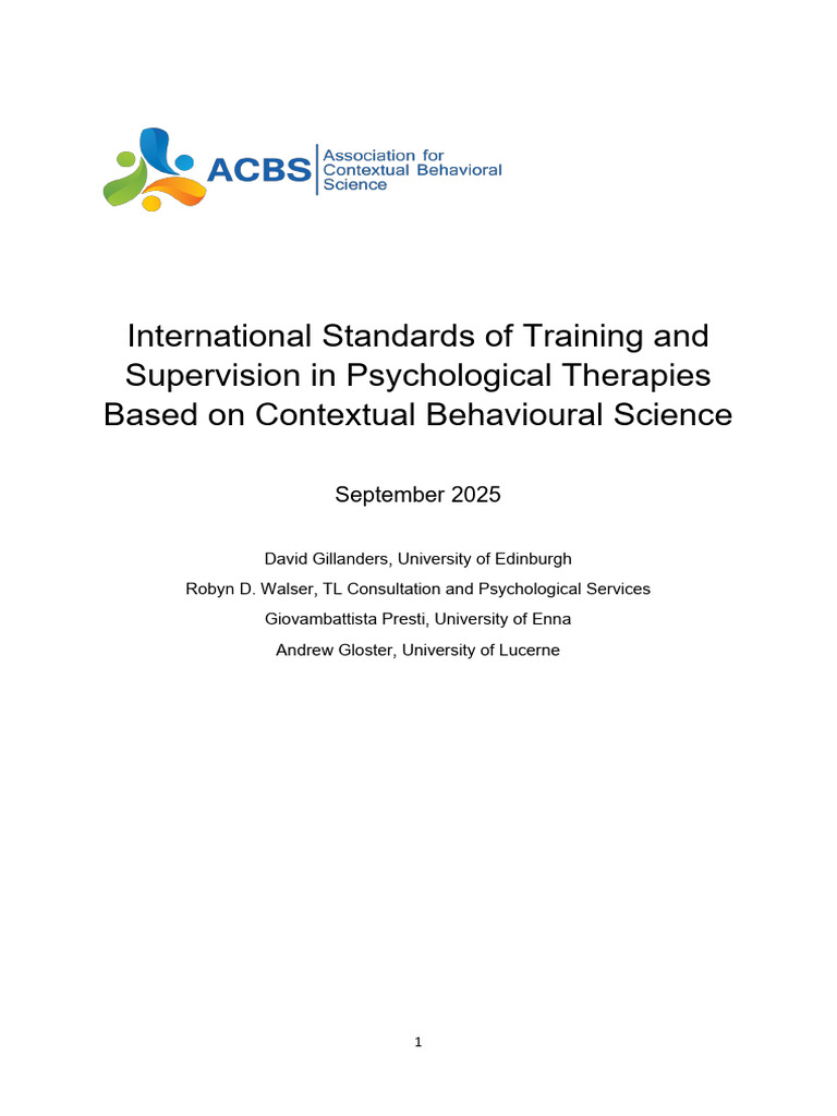 International Standards of Training and Supervision in Psychological ...