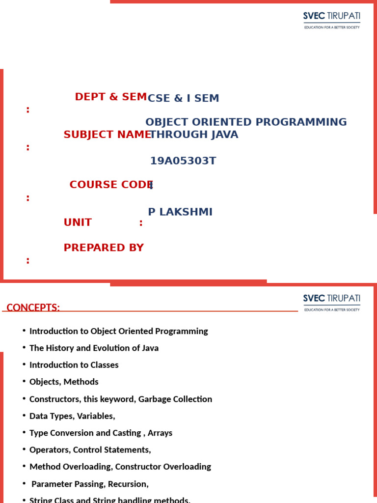 OOP Using Java Unit 1 | PDF | Constructor (Object Oriented Programming) | Programming