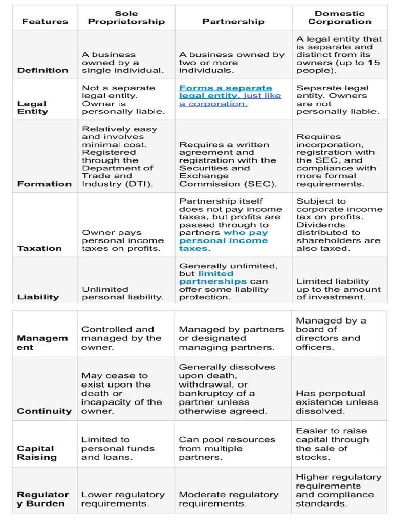 Table of Busines Structure | PDF