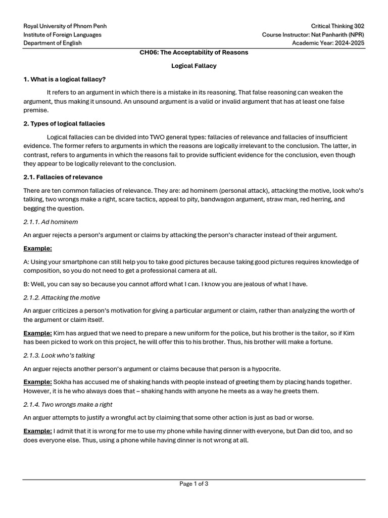 Understanding Logical Fallacies in Arguments | PDF | Fallacy | Argument