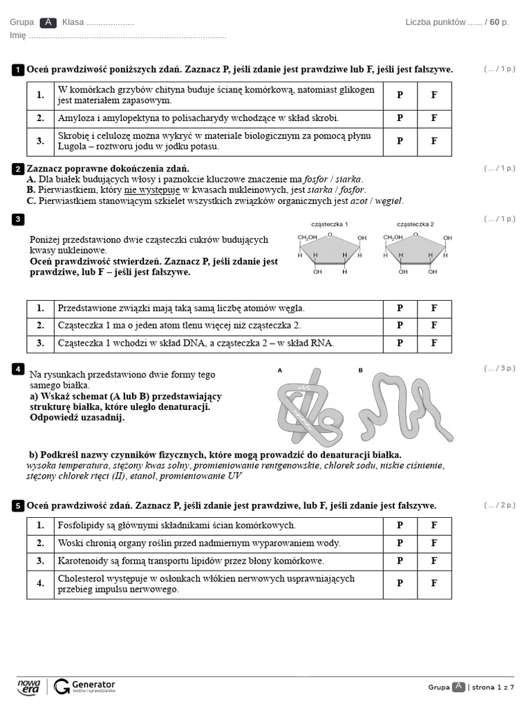Generator Biochemia - Test | PDF