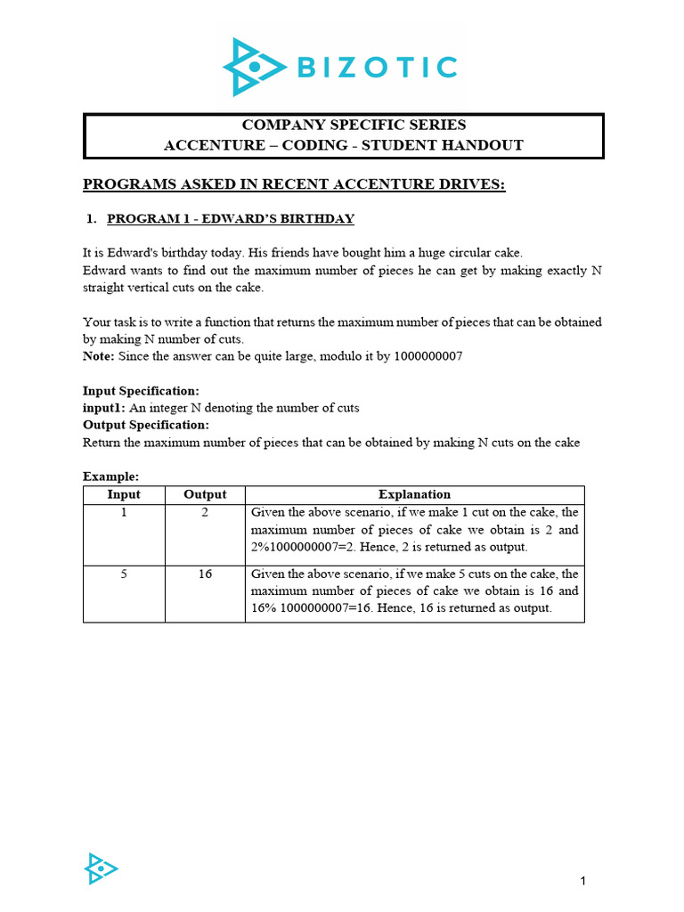 Accenture 2024 Coding Student Handout | PDF | String (Computer Science) | Numbers